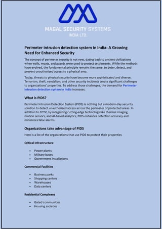 Perimeter intrusion detection system in India and A Growing Need for ...