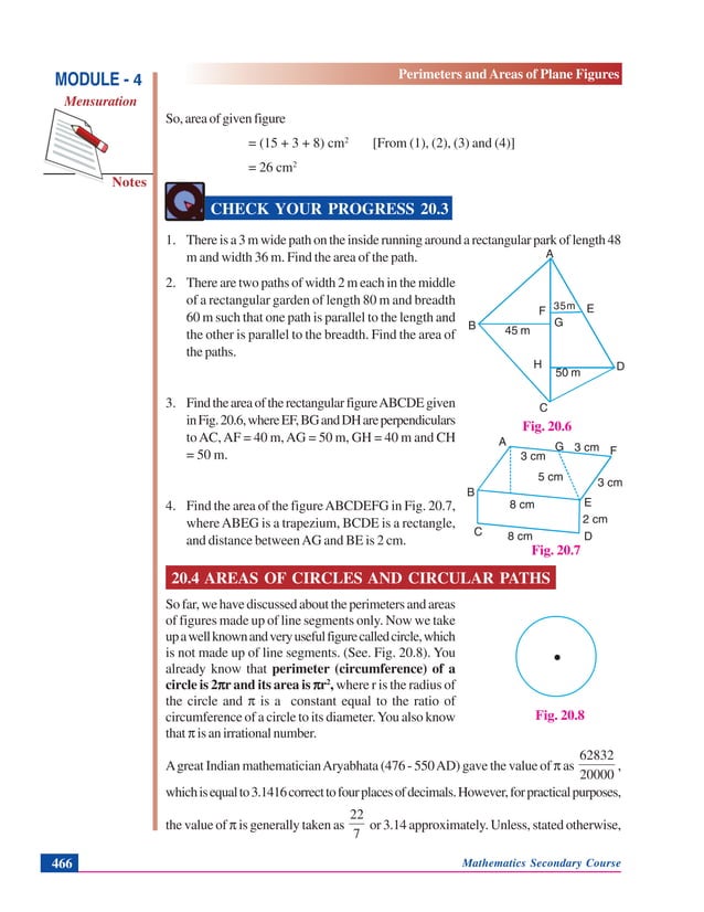 PERIMETERS AND AREAS OF PLANE FIGURES - MENSURATION | PDF | Geography ...