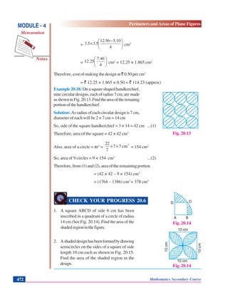 PERIMETERS AND AREAS OF PLANE FIGURES - MENSURATION | PDF