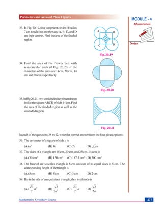PERIMETERS AND AREAS OF PLANE FIGURES - MENSURATION | PDF | Geography ...