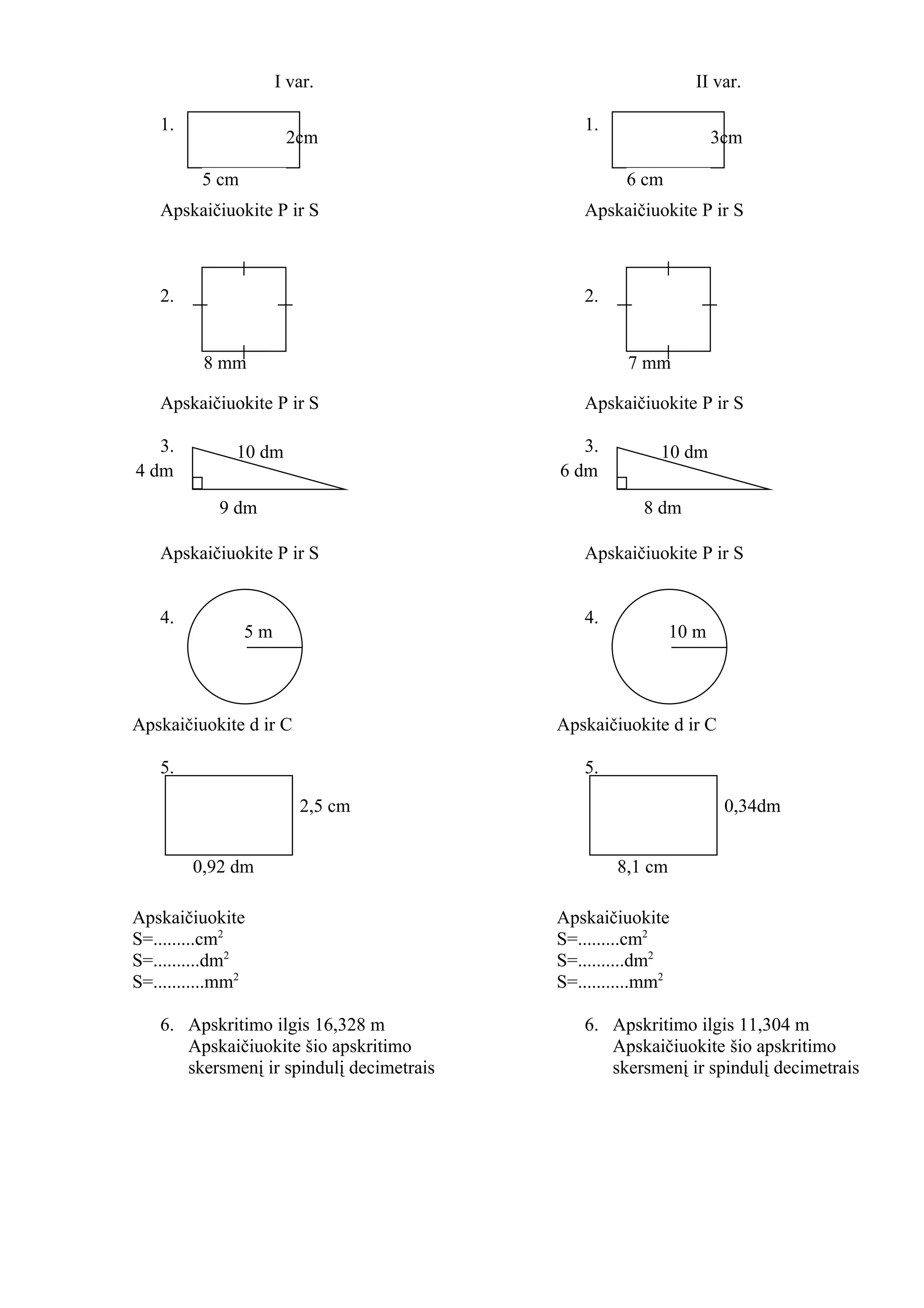 Perimetras, plotas | DOC