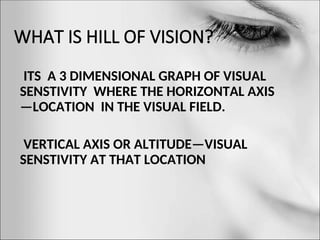 perimetry - the amount of visual field a person have can be recognised ...