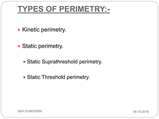 Perimetry by surendra | PPTX