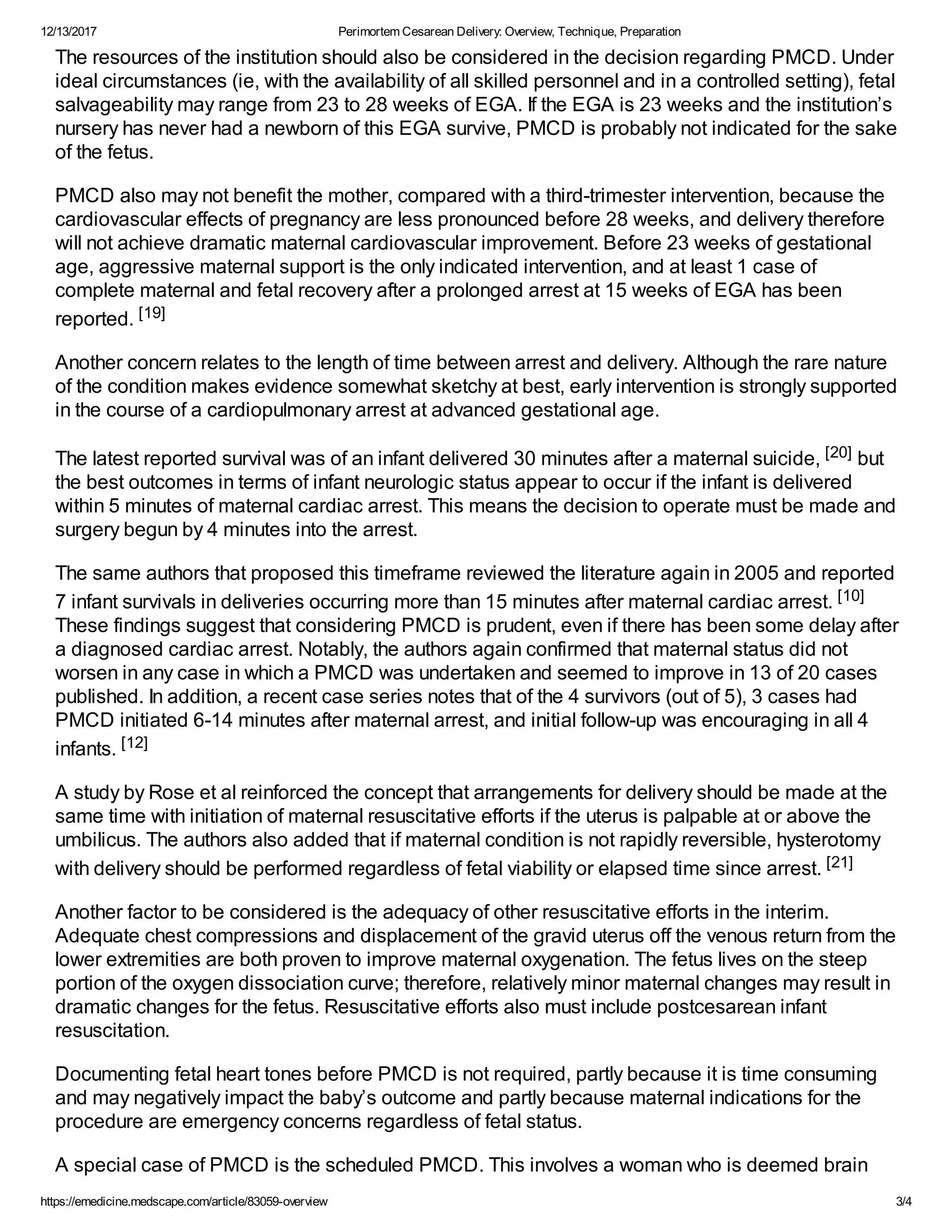 Perimortem cesarean delivery overview, technique, preparation | PDF