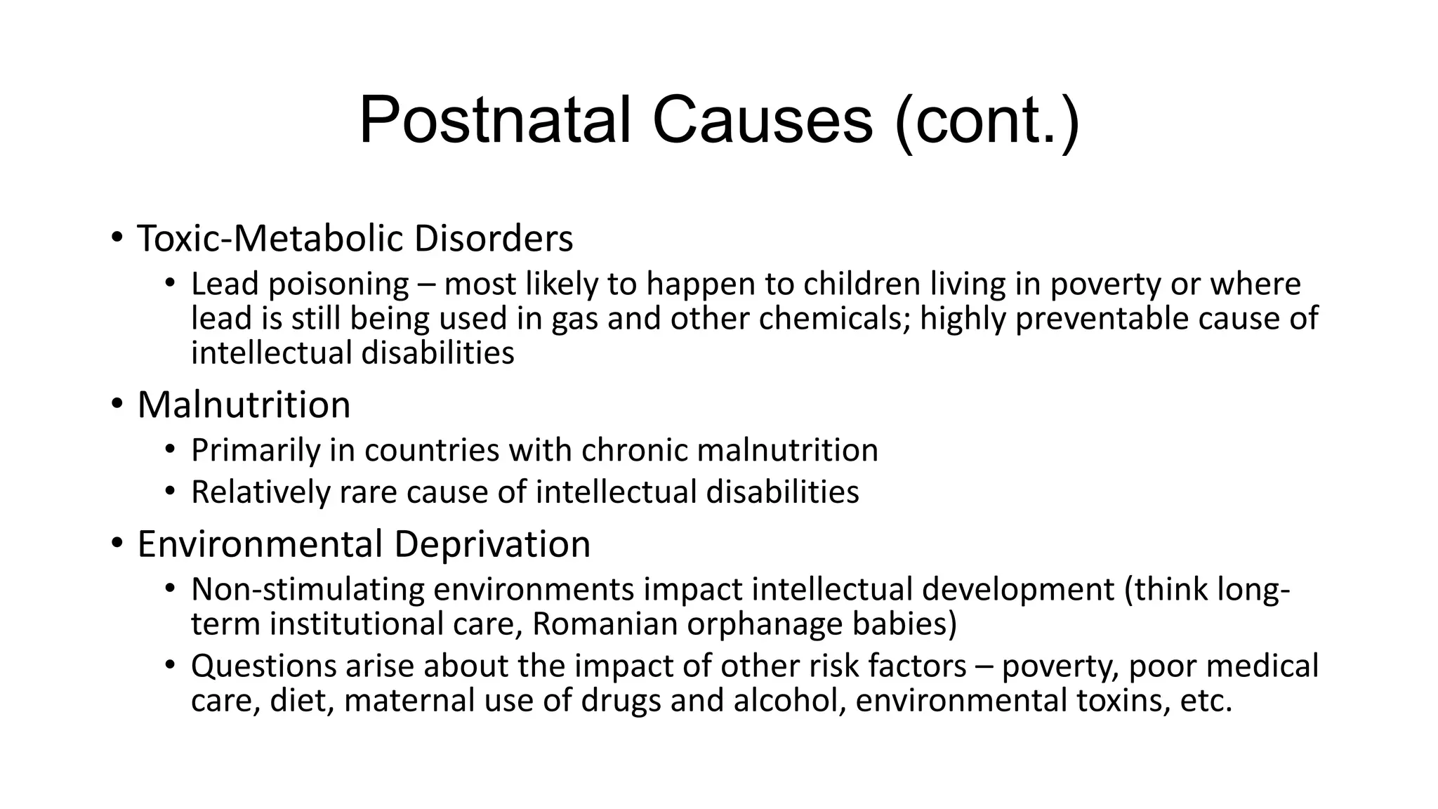 Perinatal and postnatal causes of intellectual disabilities chapter 2 ...