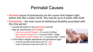 Perinatal and postnatal causes of intellectual disabilities chapter 2 ...