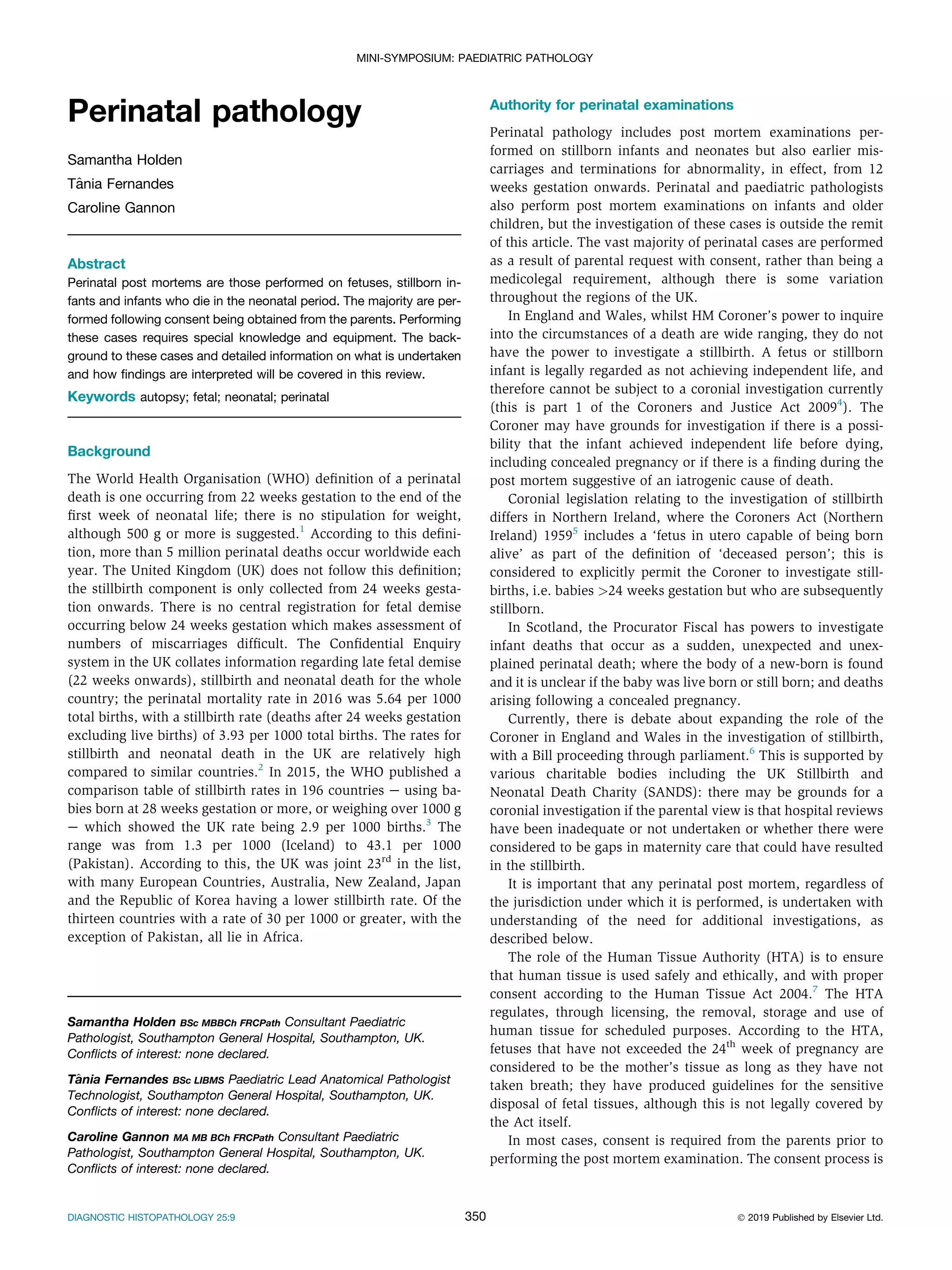 Perinatal pathology | PDF
