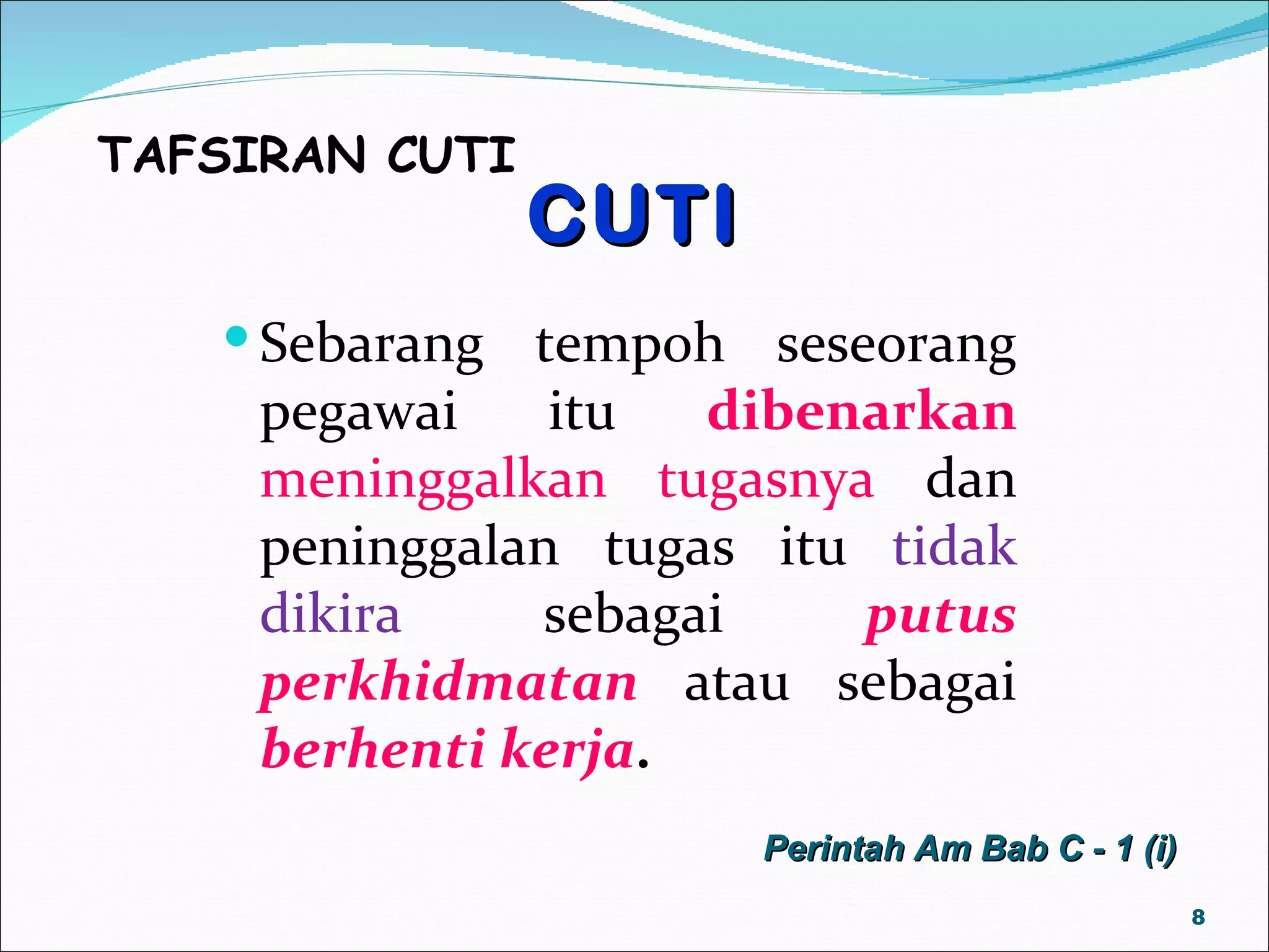 Perintah am bab c (cuti) | PPT