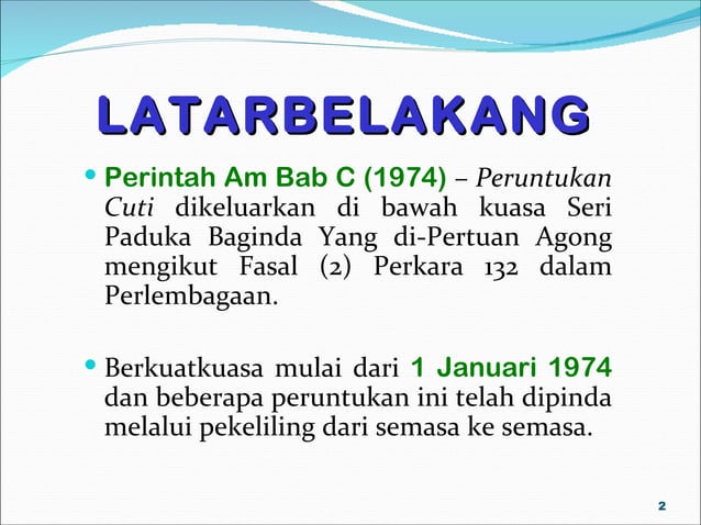Perintah am bab c (cuti) | PPT