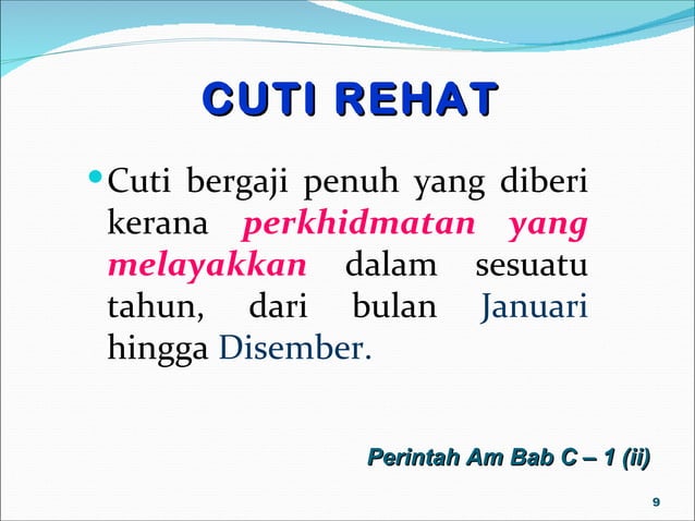 Perintah am bab c (cuti) | PPT
