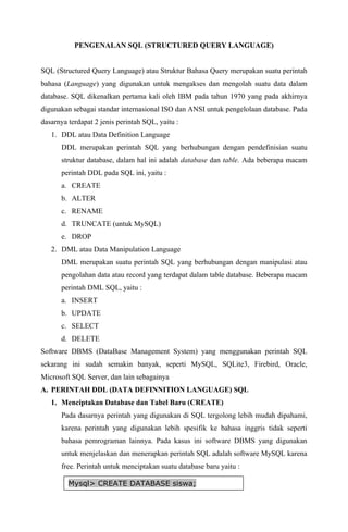 Perintah bahasa Query (SQL) | PDF