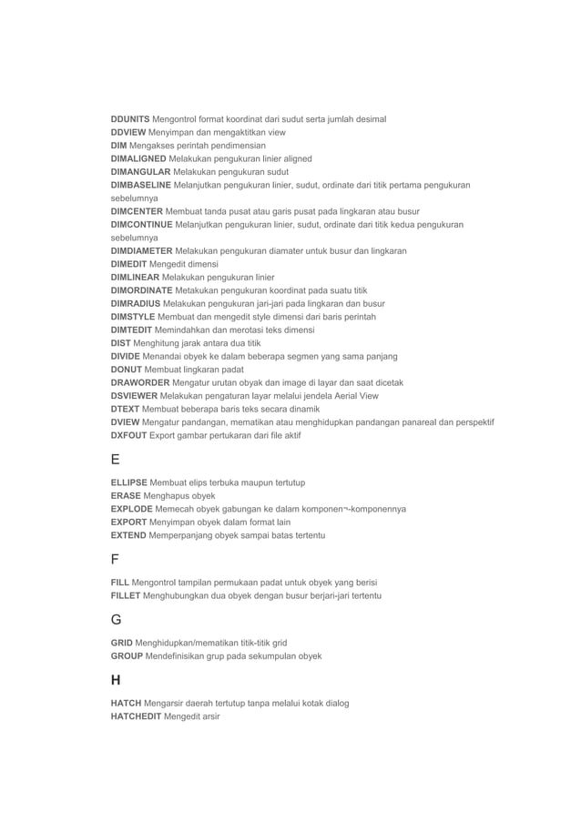 Perintah dasar dan fungsinya pada autocad | DOC