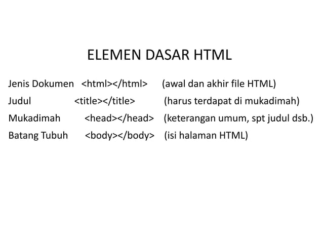 Perintah dasar html | PPT