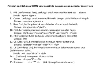 Perintah dasar html | PPT