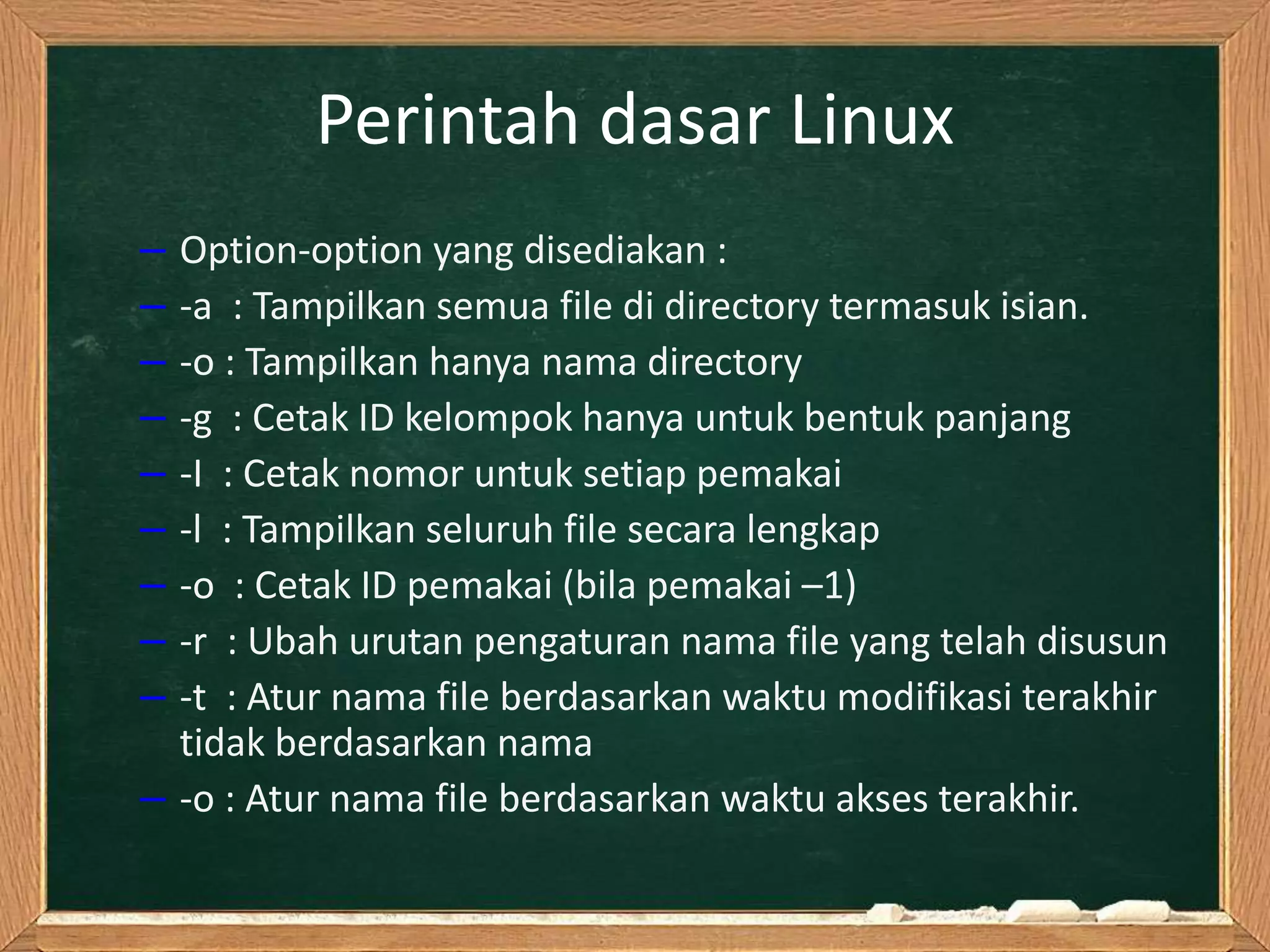 Perintah dasar linux dan fungsi fungsinya | PPTX