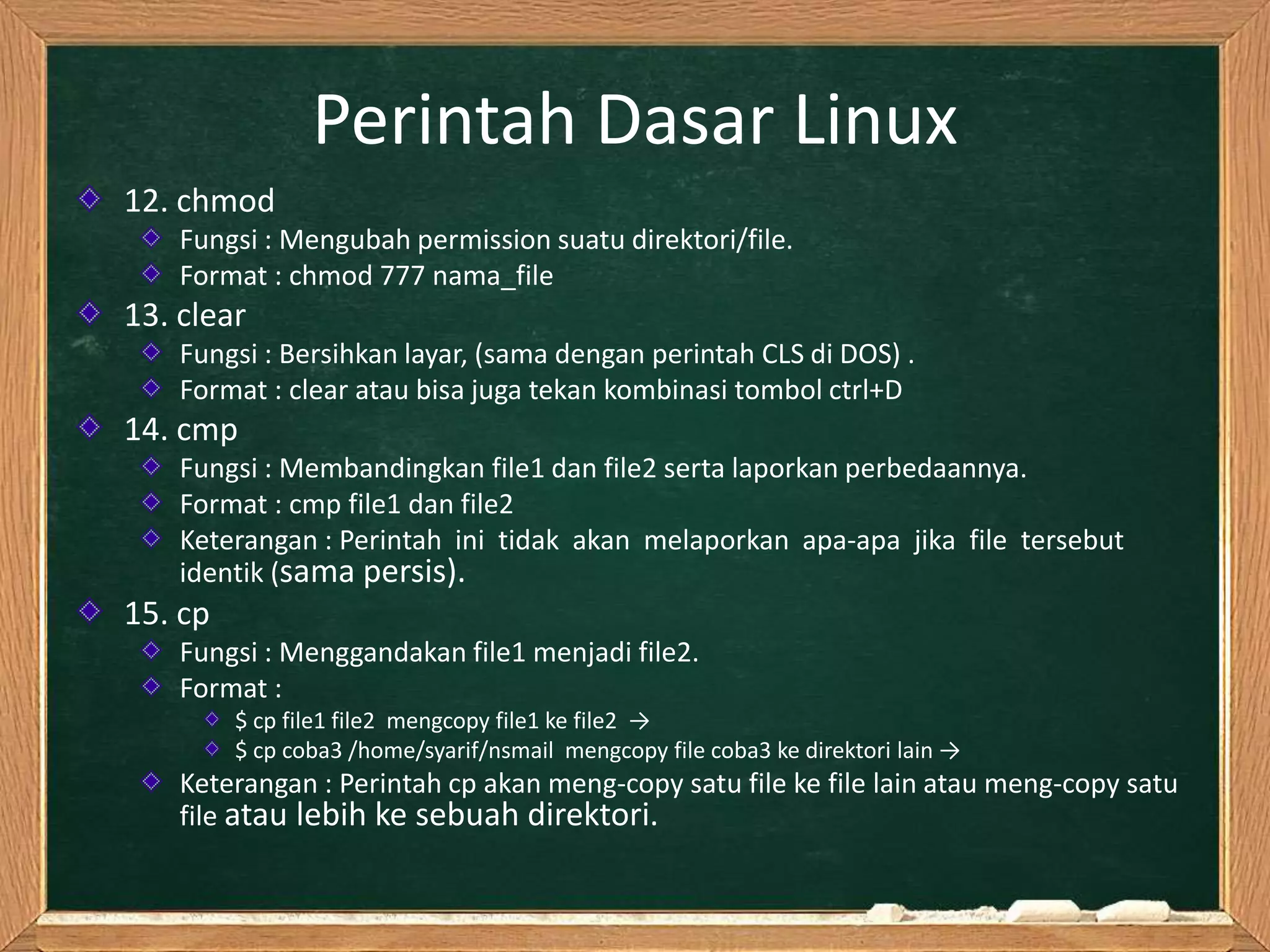 Perintah dasar linux dan fungsi fungsinya | PPTX