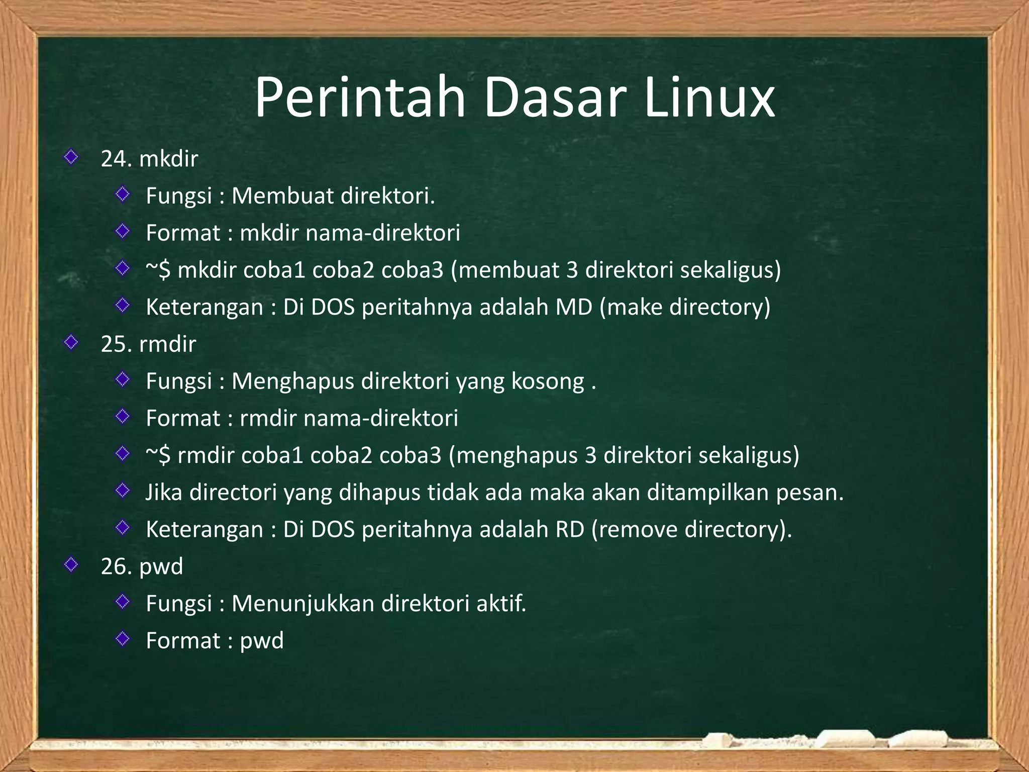 Perintah dasar linux dan fungsi fungsinya | PPTX
