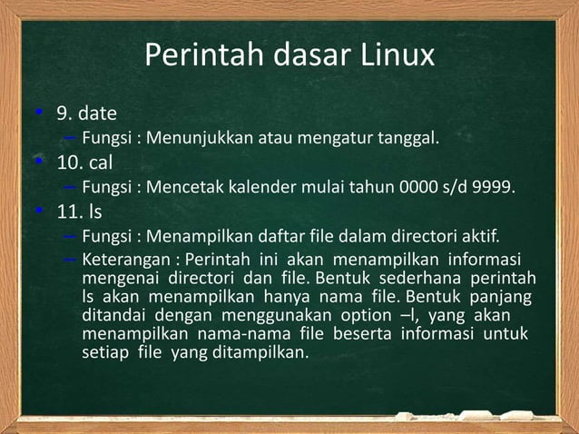 Perintah dasar linux dan fungsi fungsinya | PPTX