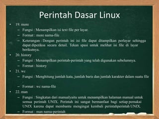 Perintah dasar linux dan fungsi fungsinya | PPTX