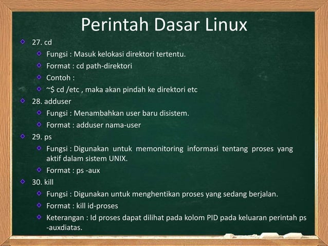 Perintah dasar linux dan fungsi fungsinya | PPTX