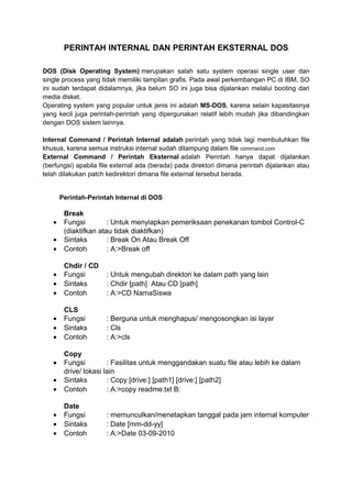 Perintah internal dan perintah eksternal dos | DOC