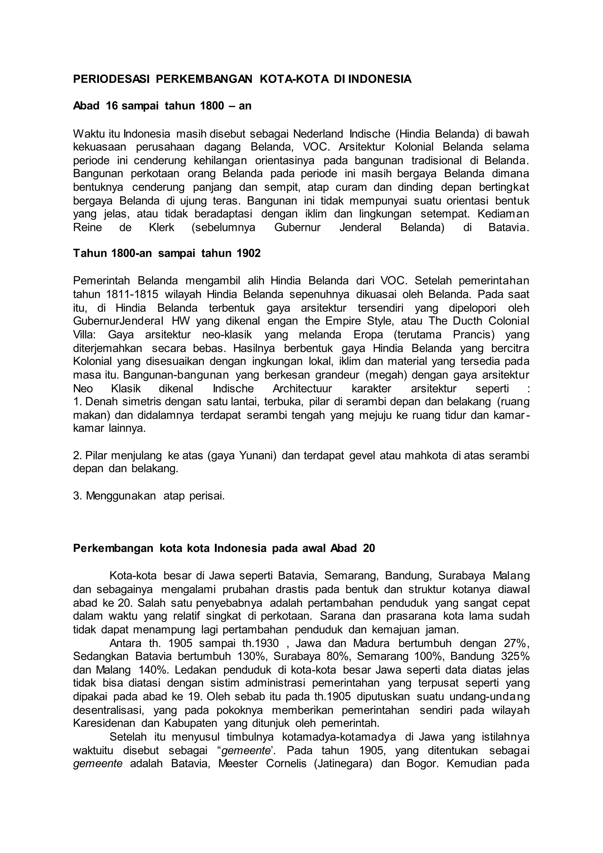 Periodesasi perkembangan kota | DOCX