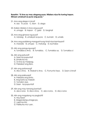 periodical test in filipino for grade two | DOCX