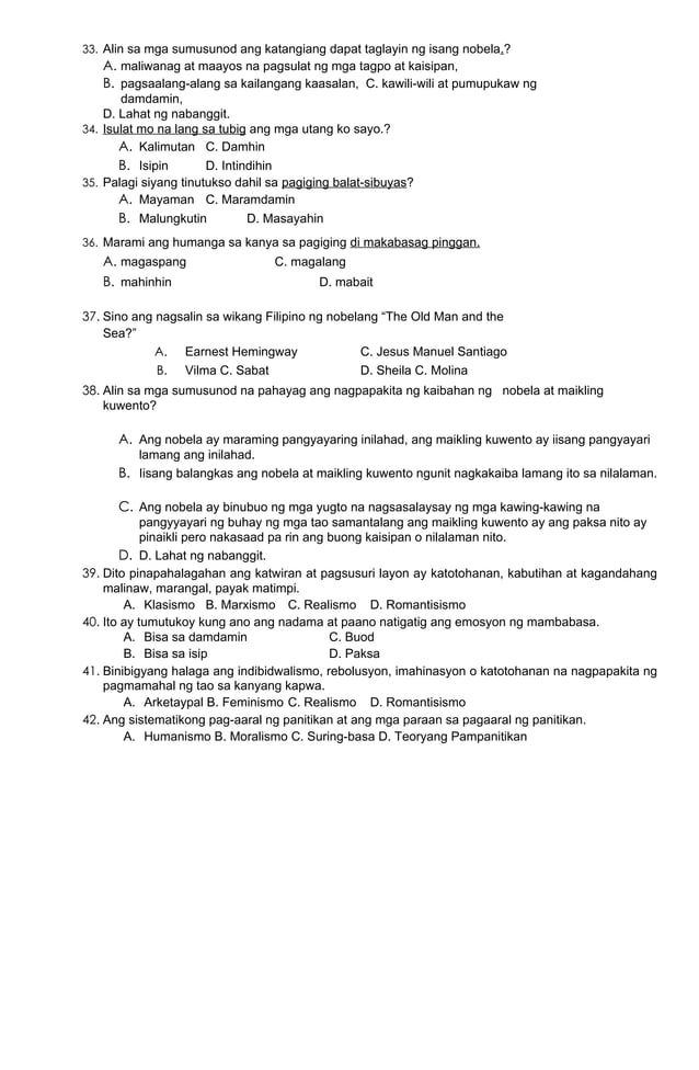 IKALAWANG MARKAHANG PAGSUSULIT in Filipino 10 .docx