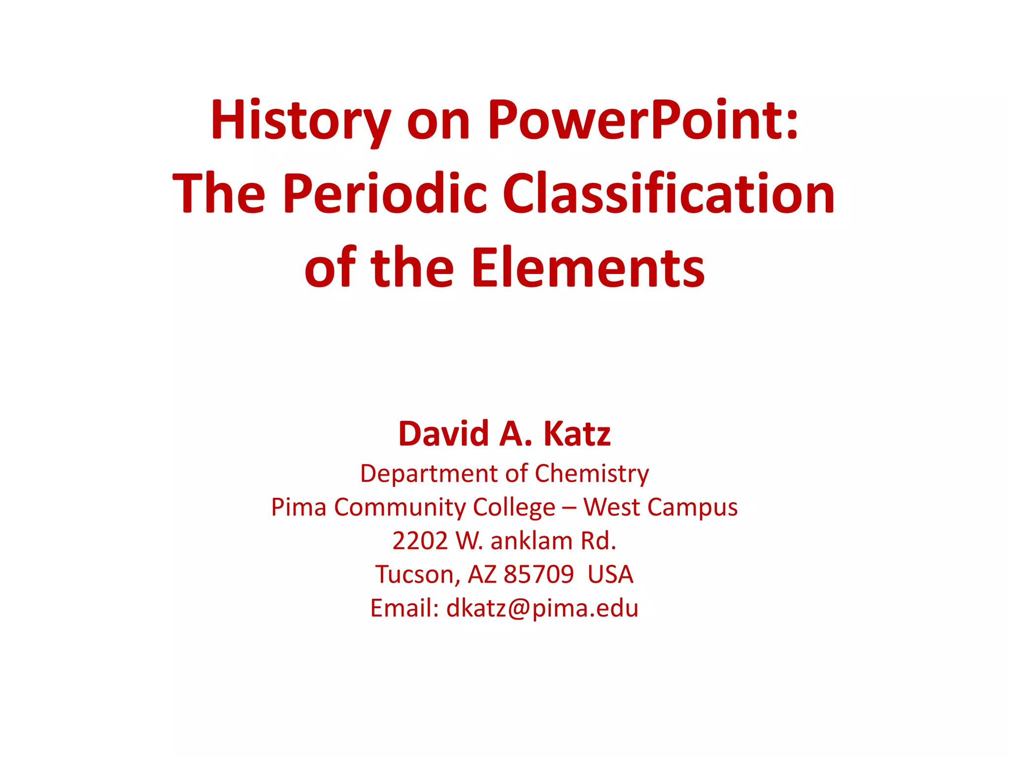 Periodic Classification - History.ppt