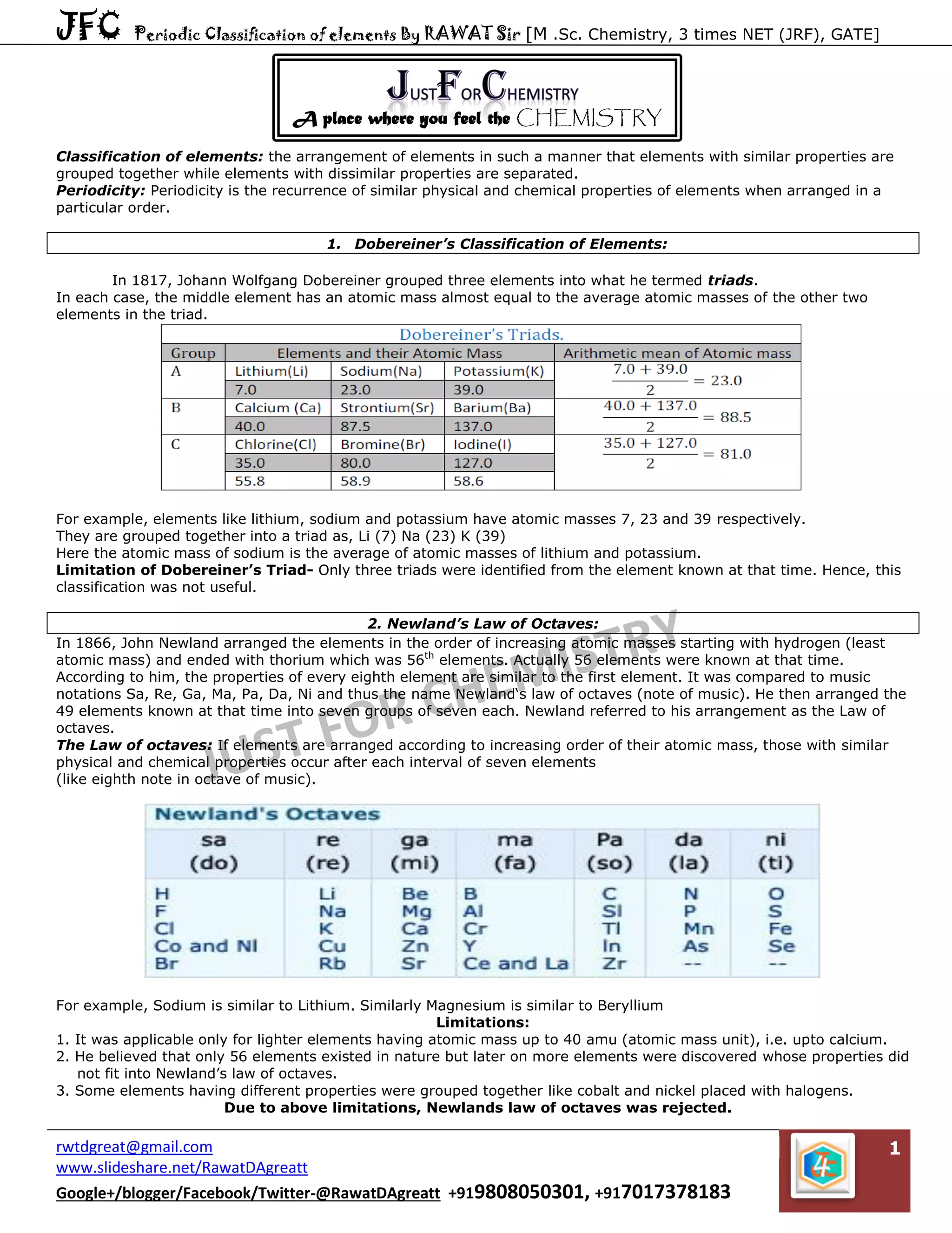 Periodic classification class 10th by jfc | PDF