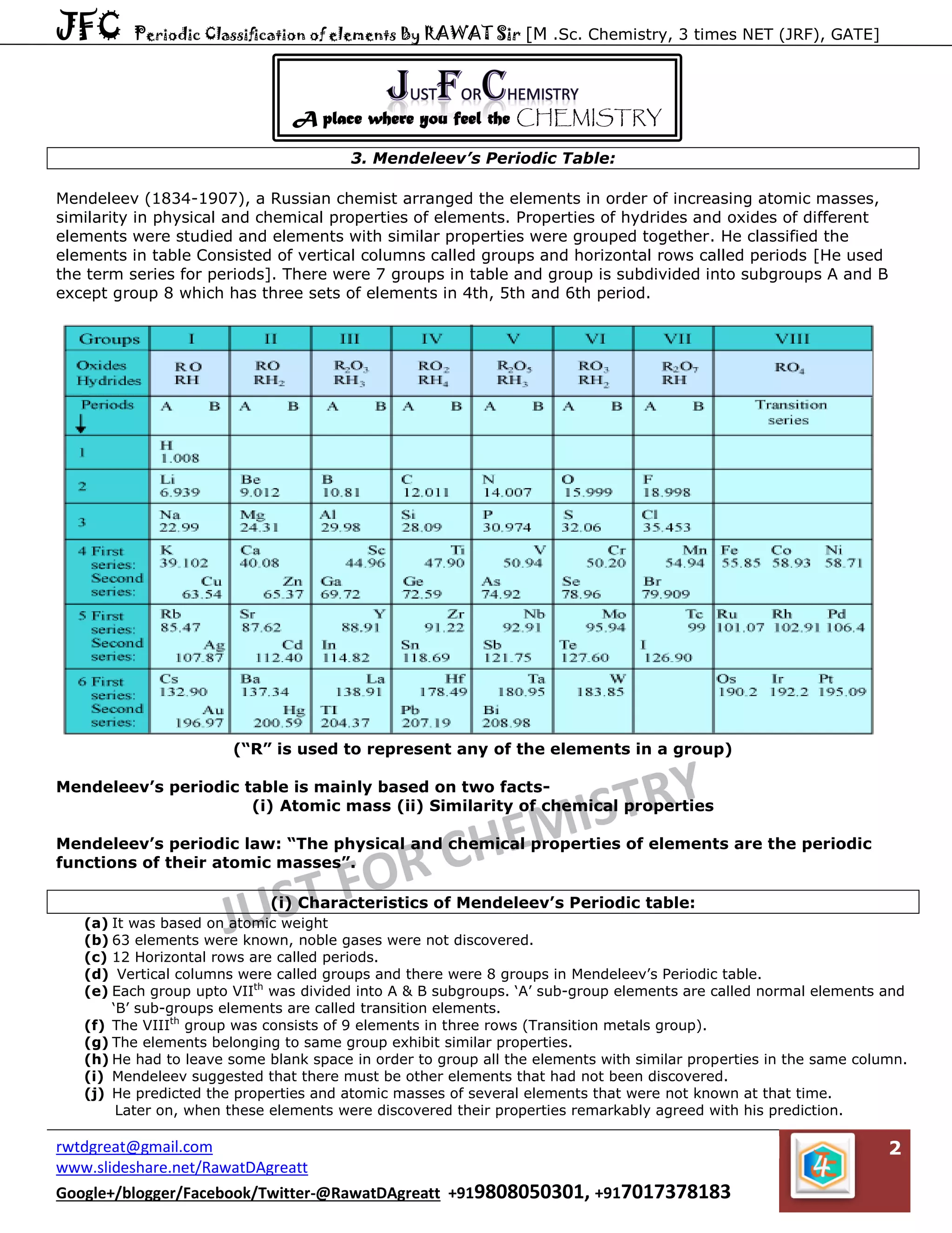 Periodic classification class 10th by jfc | PDF
