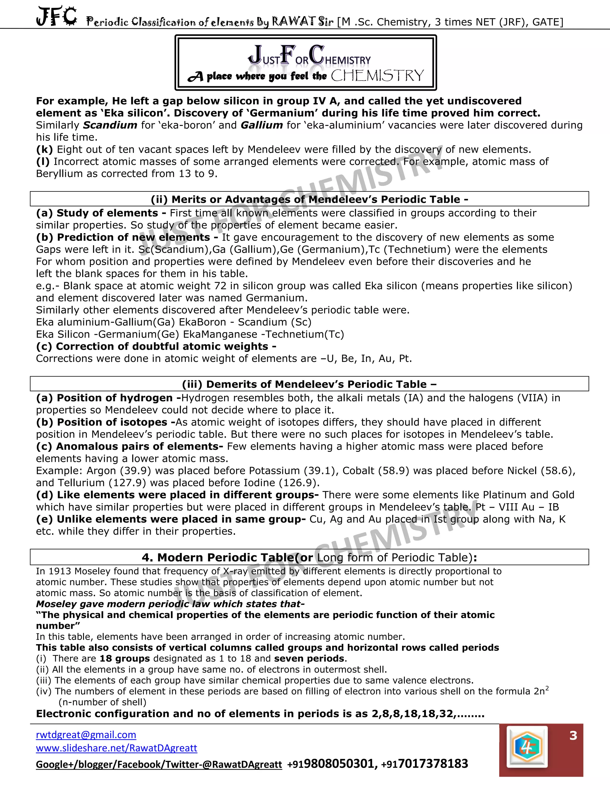 Periodic classification class 10th by jfc | PDF