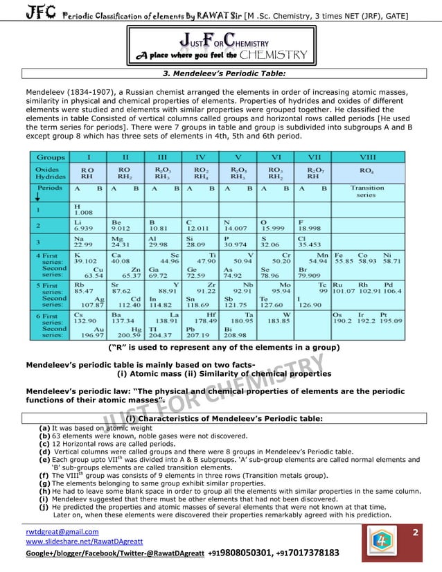Periodic classification class 10th by jfc | PDF
