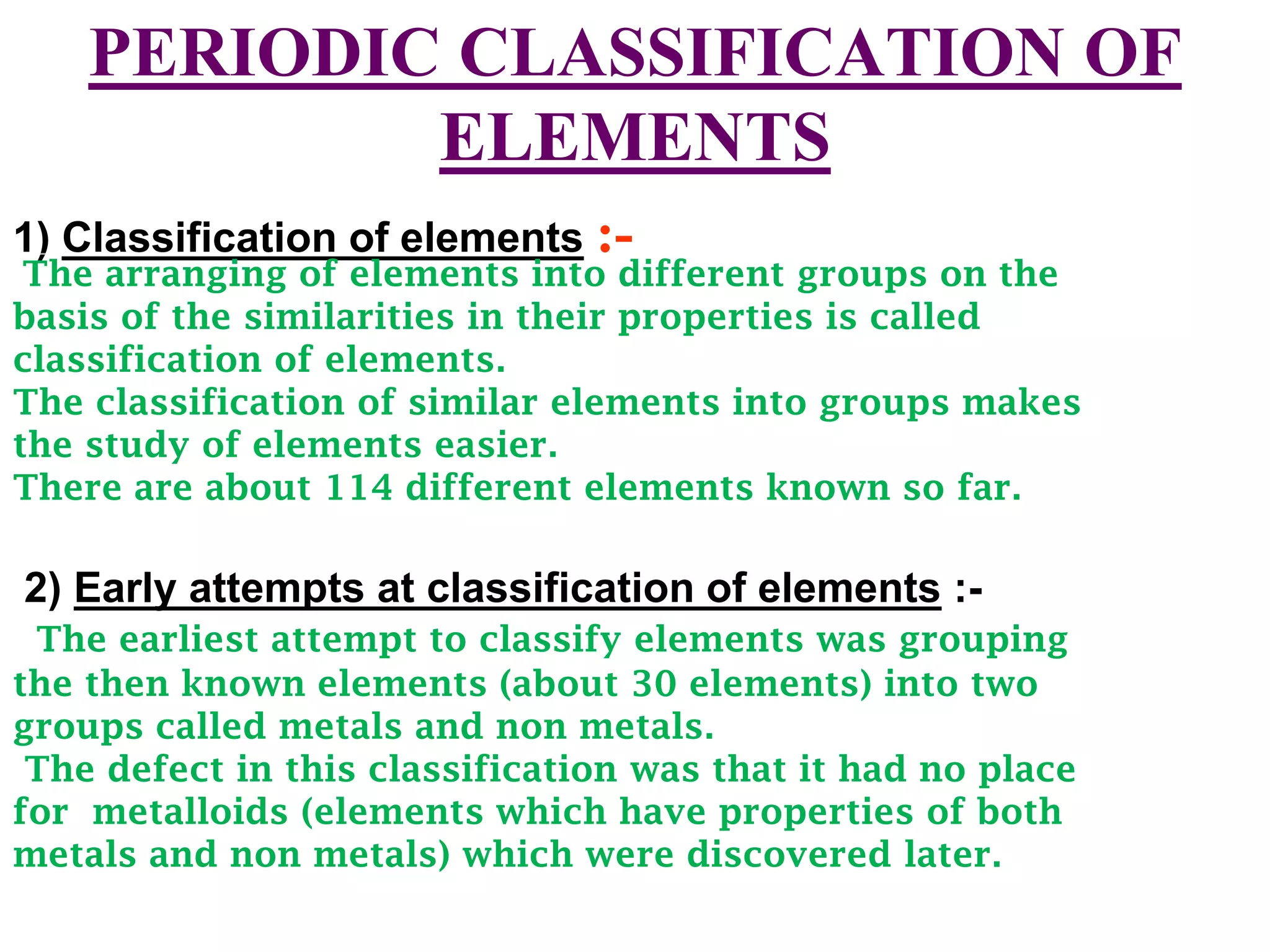Periodic classification of elements | PPTX
