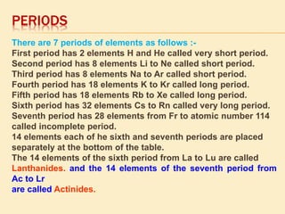 Periodic classification of elements | PPTX