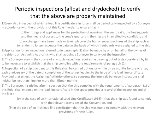 Periodic inspections (afloat and drydocked) of loadline | PPT
