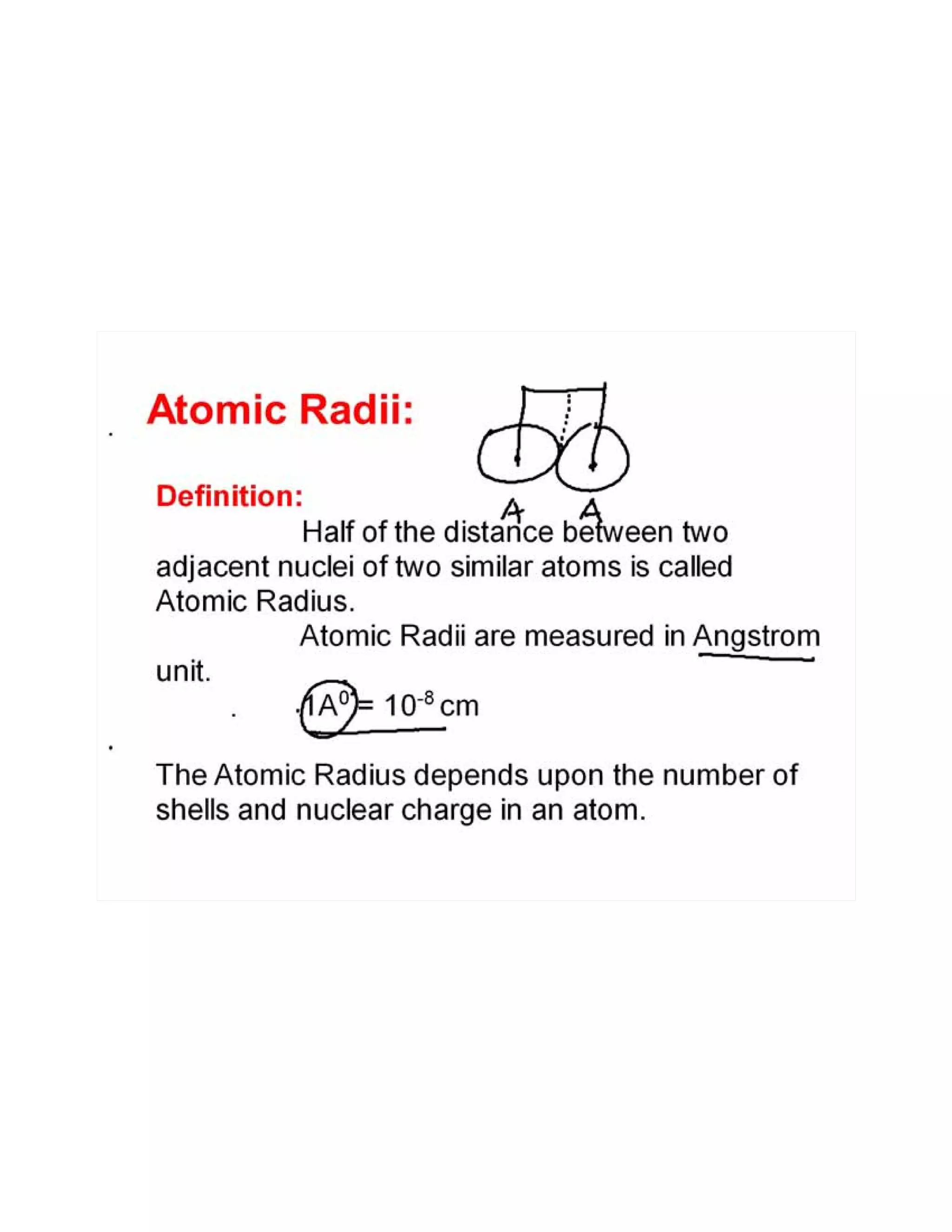 Periodic properties of atoms | PDF