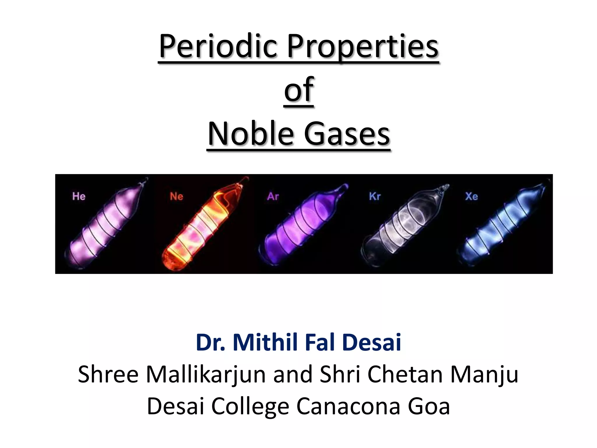 Periodic properties of noble gases | PPT