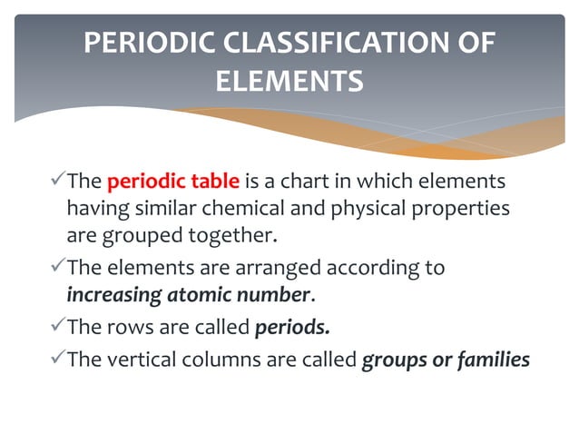 Periodic relationships among elements | PPTX