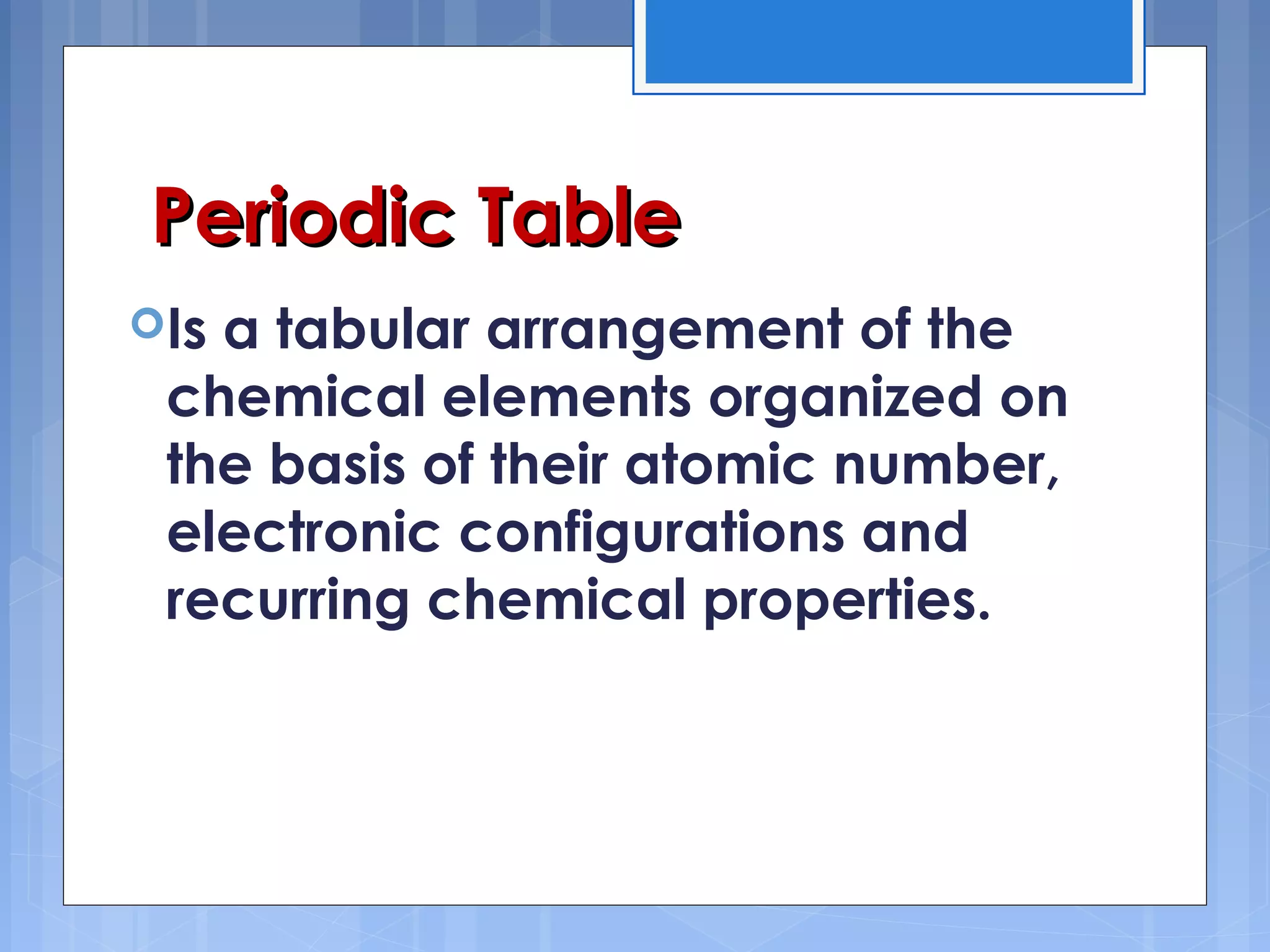 Periodic table Development and Trends | PPT