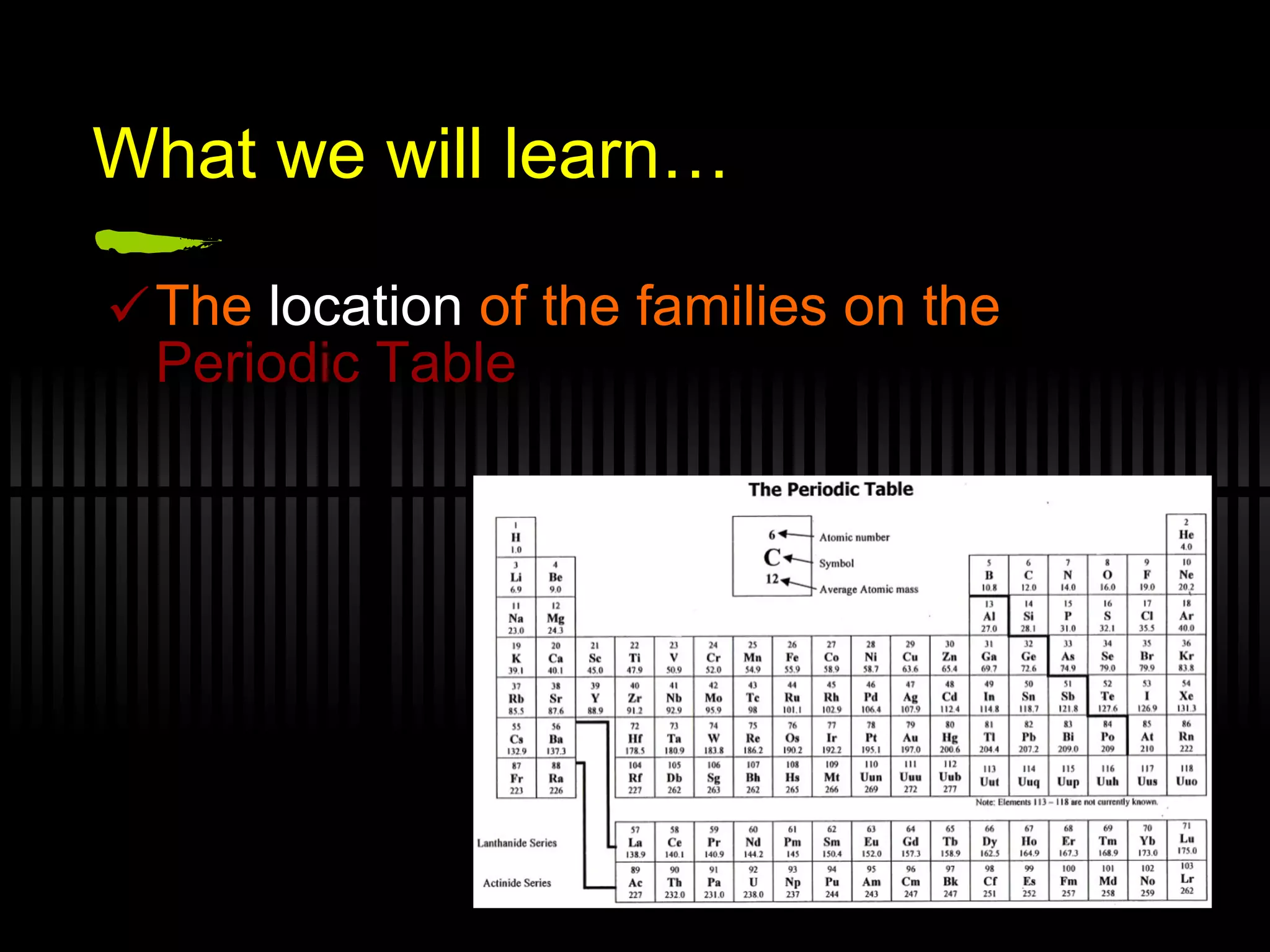 Periodic Table Families Revised 09 | PPT