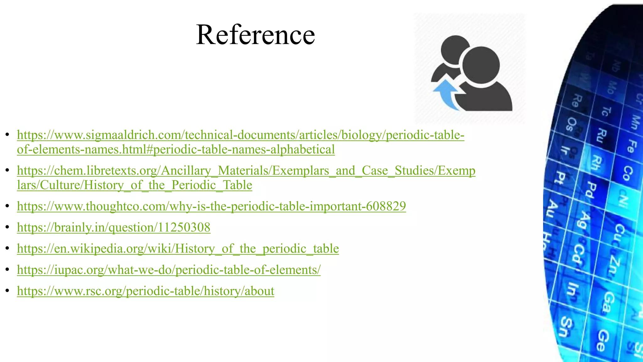 Periodic table of chemical elements impact on human welfare | PPTX