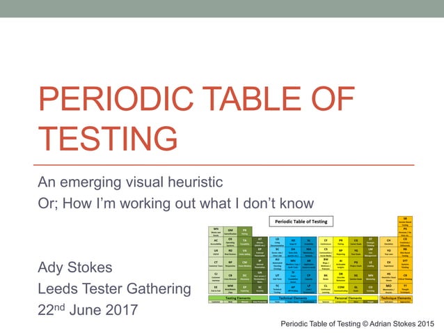 Periodic Table of Testing Leeds Tester Gathering June 2017 | PPT