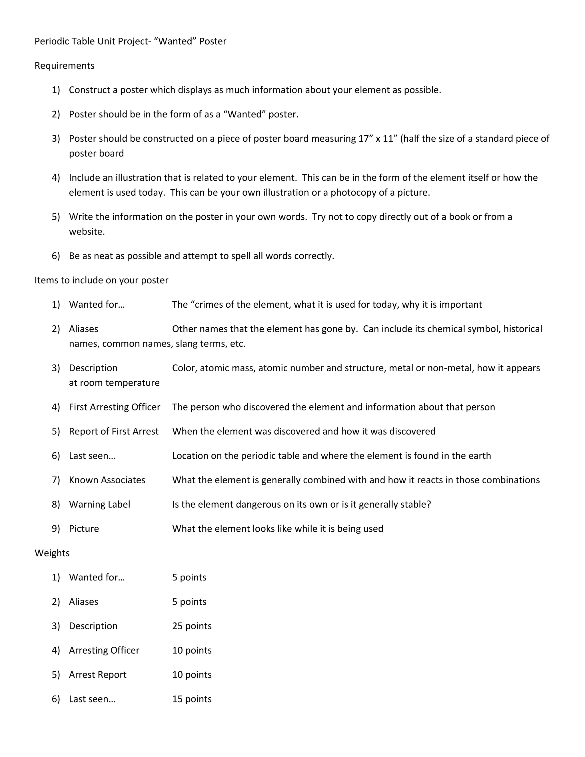 Periodic Table Project | DOC