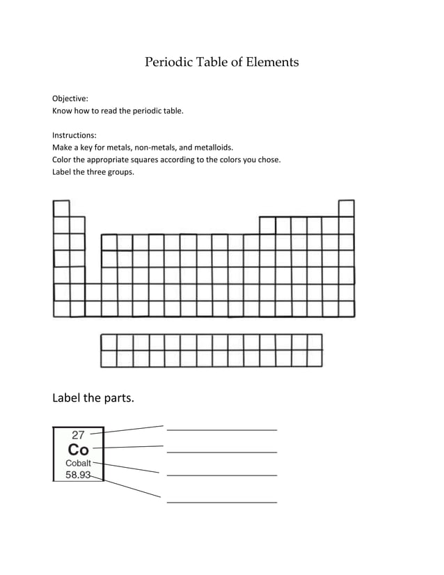 Periodic Table worksheet | DOCX | Chemistry | Science