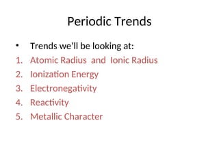 The Periodic Table of Elements and The Trends | PPT