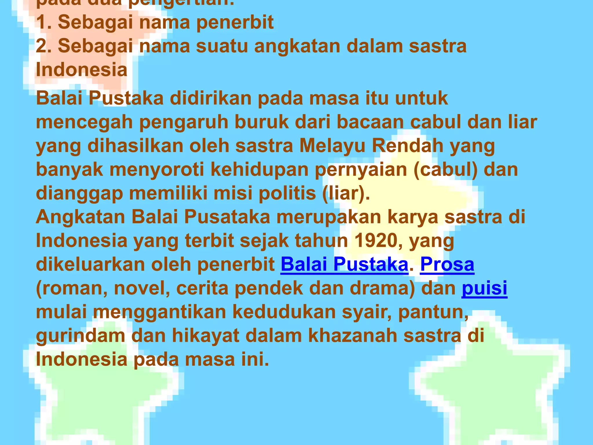 Periodisasi sastra angkatan balai pustaka | PPTX