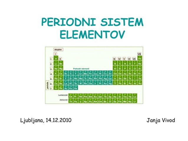 Periodni sistem elementov predstavitev | PPT