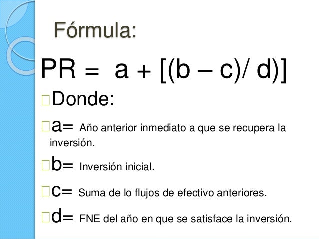 Administración de Presupuestos: Periodo de recuperación de la inversión ...