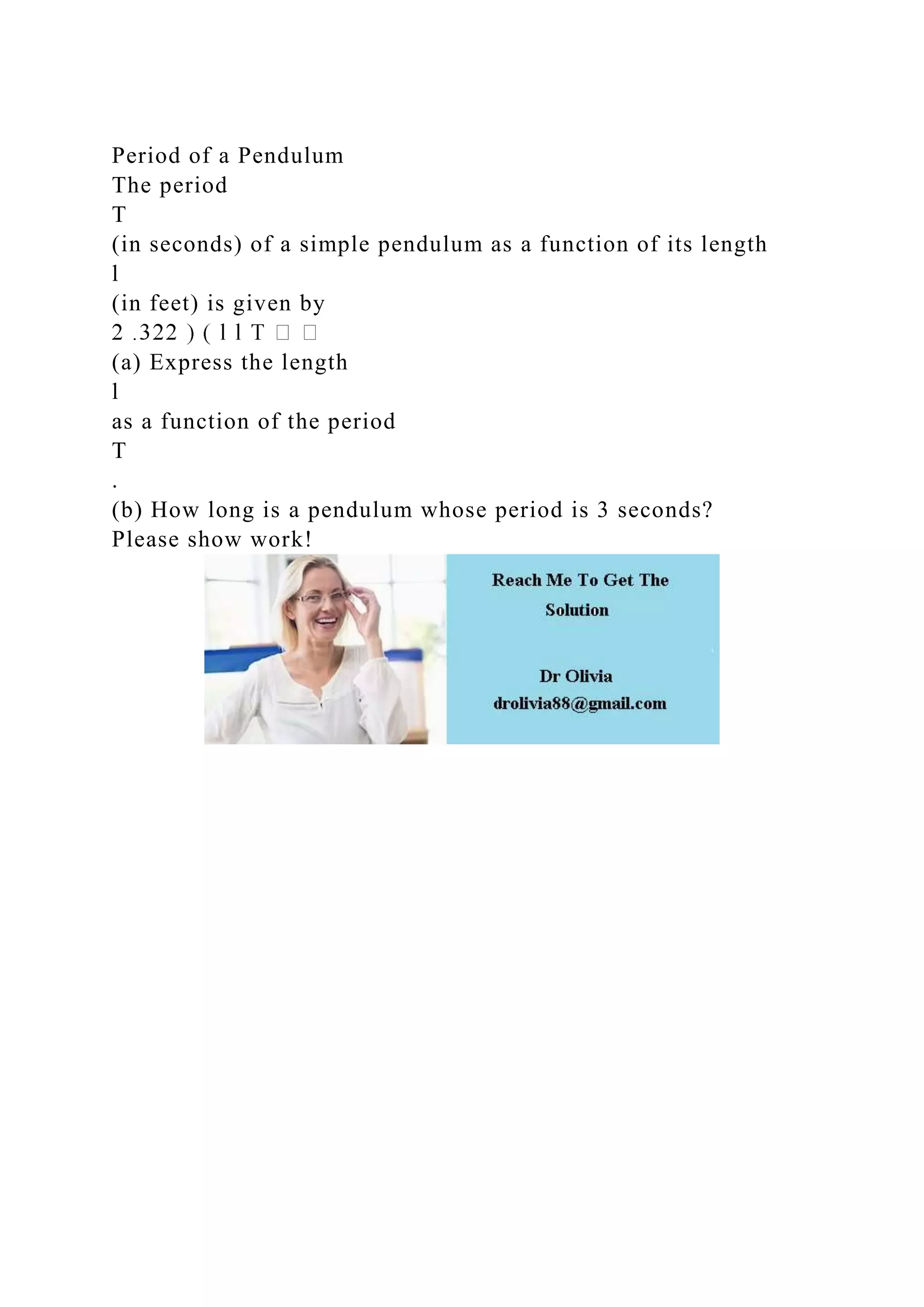Period of a Pendulum The period T(in seconds) of a simple pend.docx